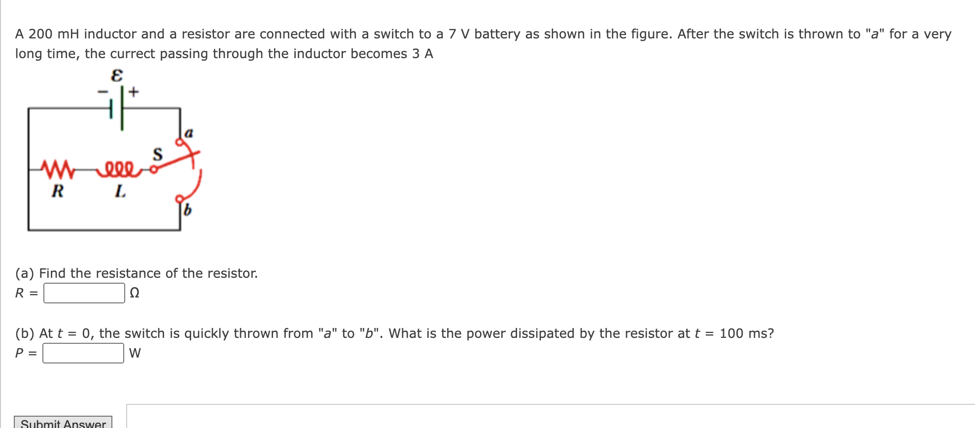 Solved A 200 mH inductor and a resistor are connected with a | Chegg.com