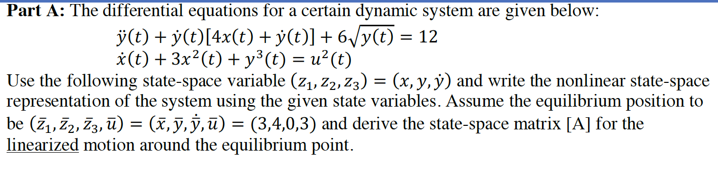 a = = Part A: The differential equations for a | Chegg.com