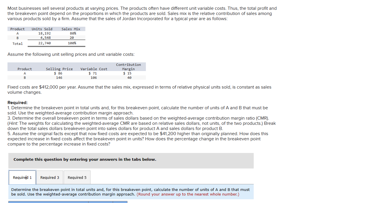 Solved Most businesses sell several products at varying | Chegg.com