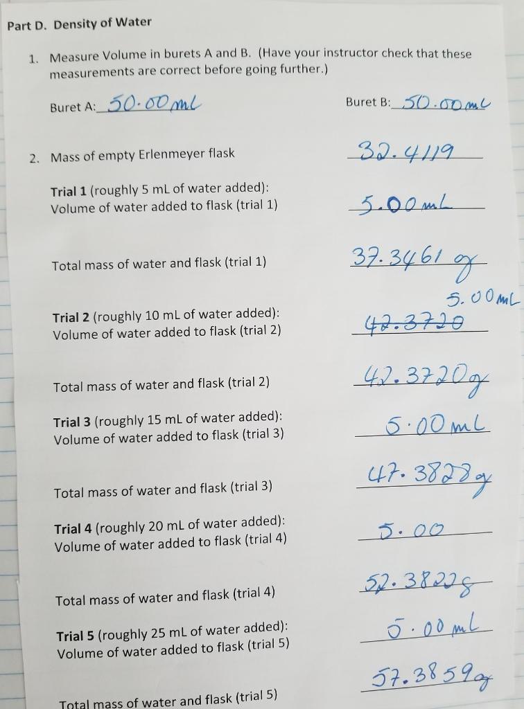 Solved Show how you calculate the mass of water in the | Chegg.com