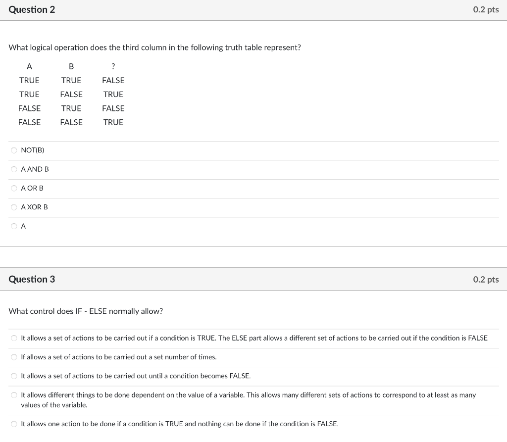 Solved What logical operation does the third column in the | Chegg.com