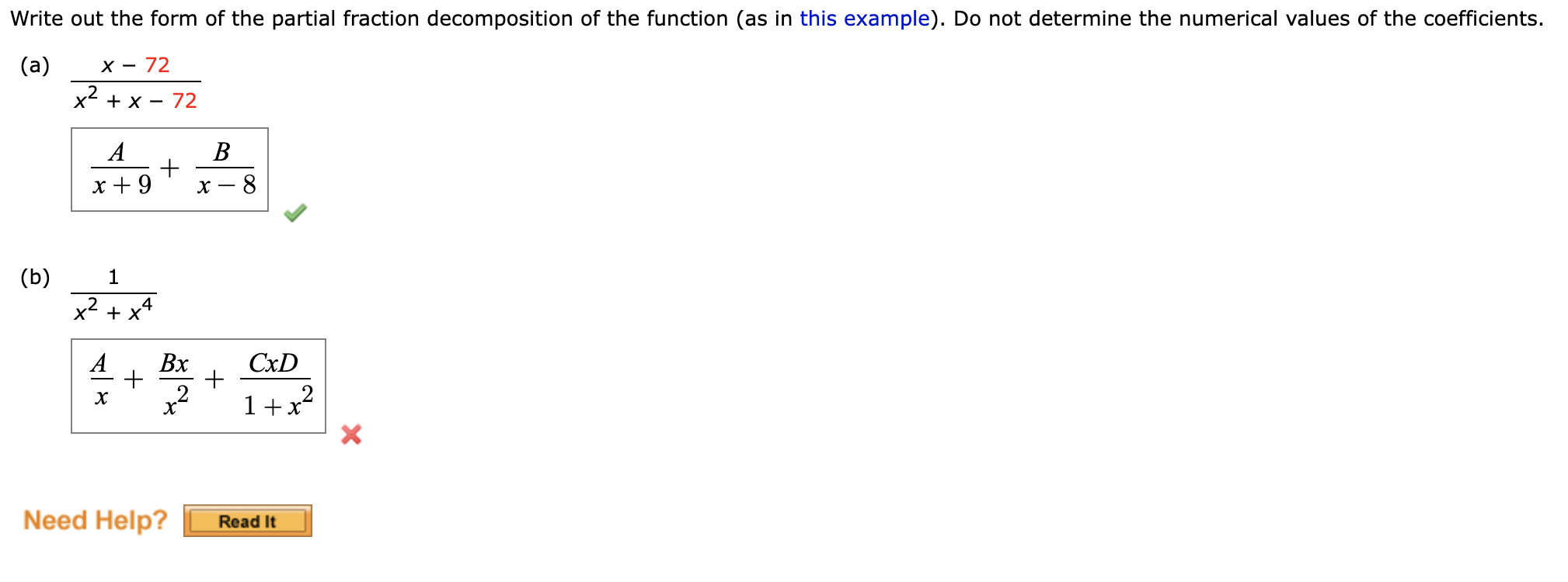 Solved Write Out The Form Of The Partial Fraction 0061