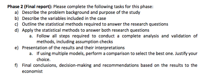 Phase 2 (Final report): Please complete the following | Chegg.com
