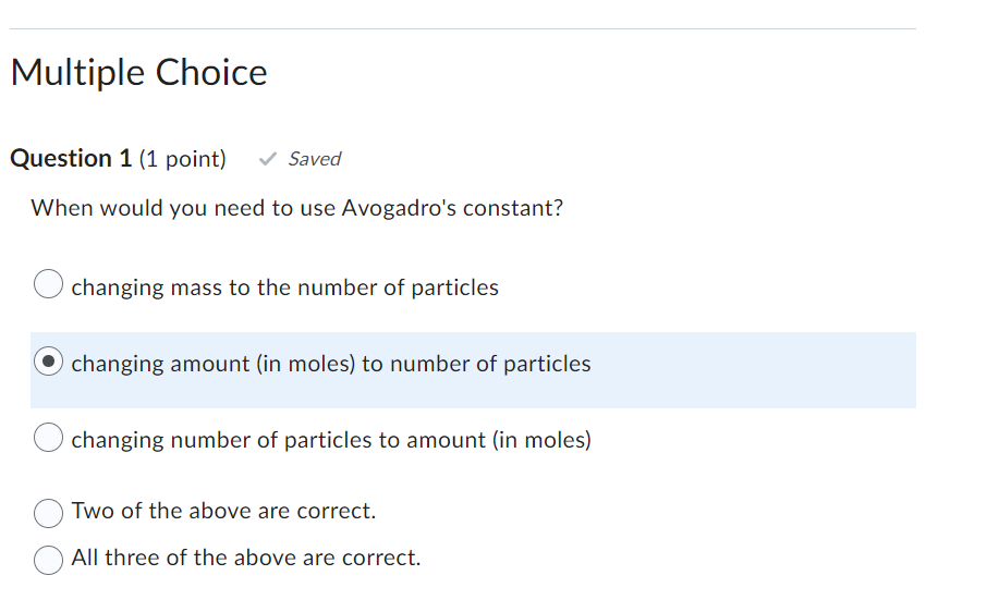Solved When would you need to use Avogadro's constant? | Chegg.com