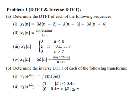 Solved = 971 10 Problem 1 (DTFT & Inverse DTFT): (a) | Chegg.com