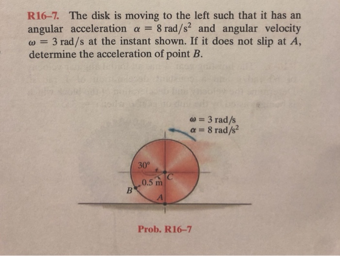 Solved R16-7. The disk is moving to the left such that it | Chegg.com