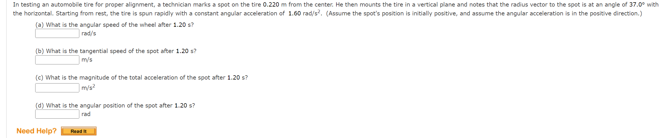 Solved (a) What is the angular speed of the wheel after 1.20 | Chegg.com