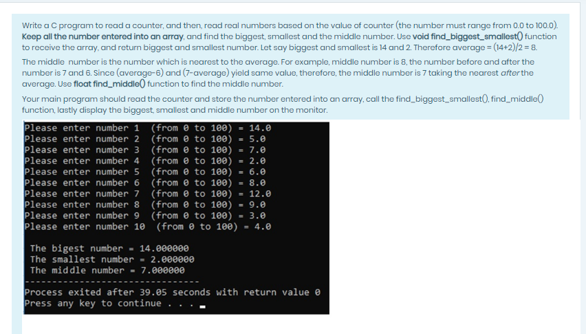 Solved Write a C program to read a counter, and then, read | Chegg.com