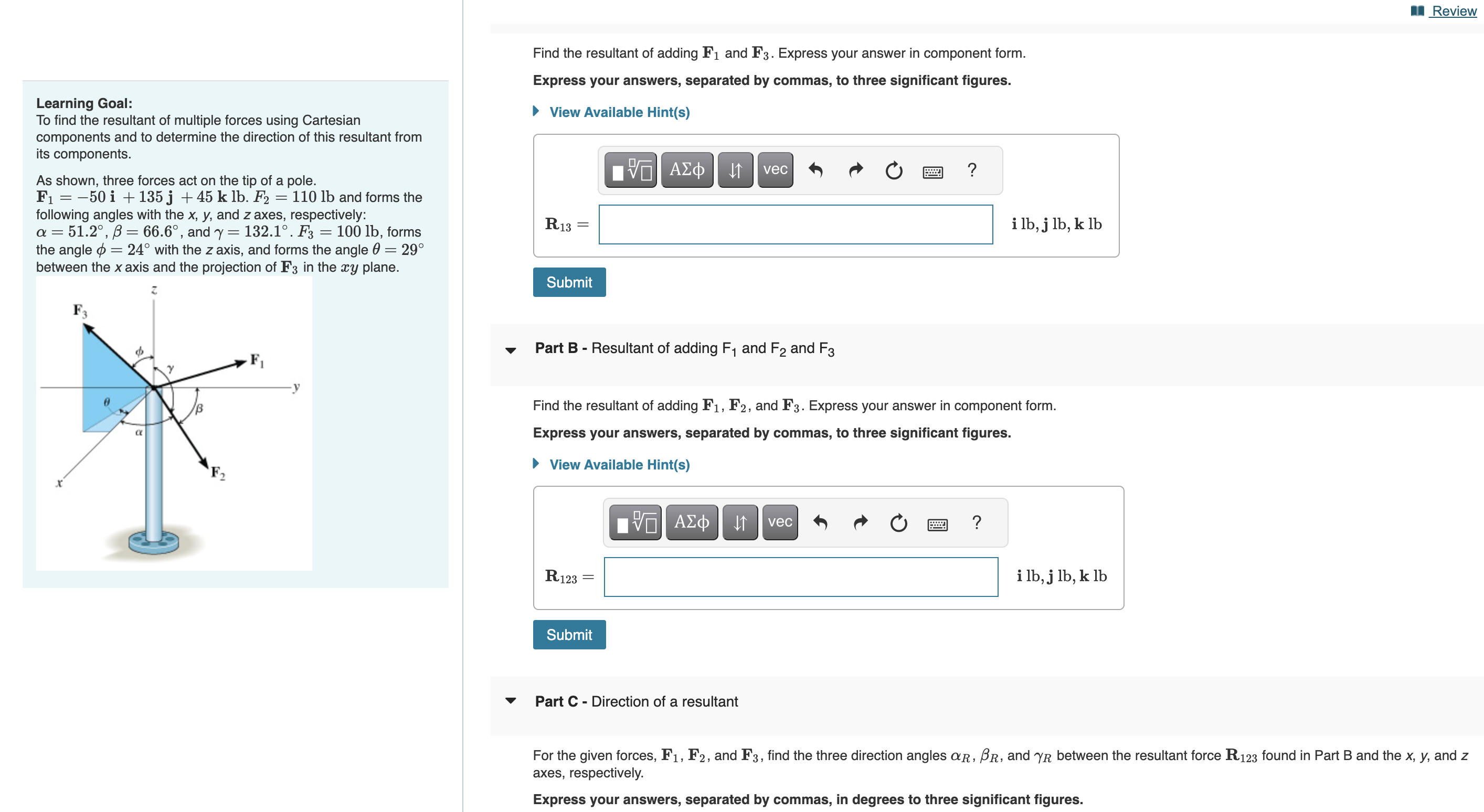 Find the resultant of adding F1 and F3. Express your | Chegg.com