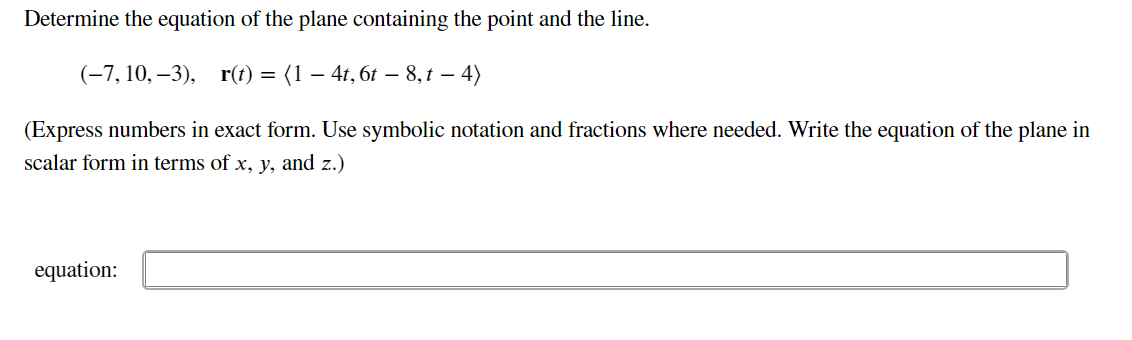 Solved Determine The Equation Of The Plane Containing The
