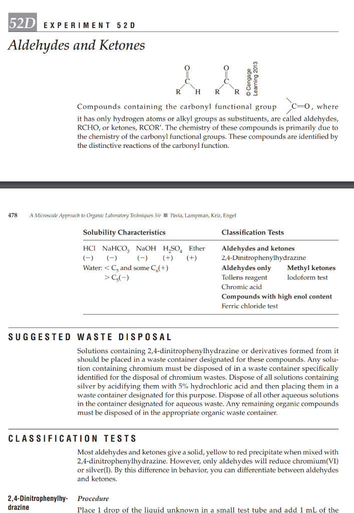 Solved Aldehydes and Ketones Compounds containing the | Chegg.com