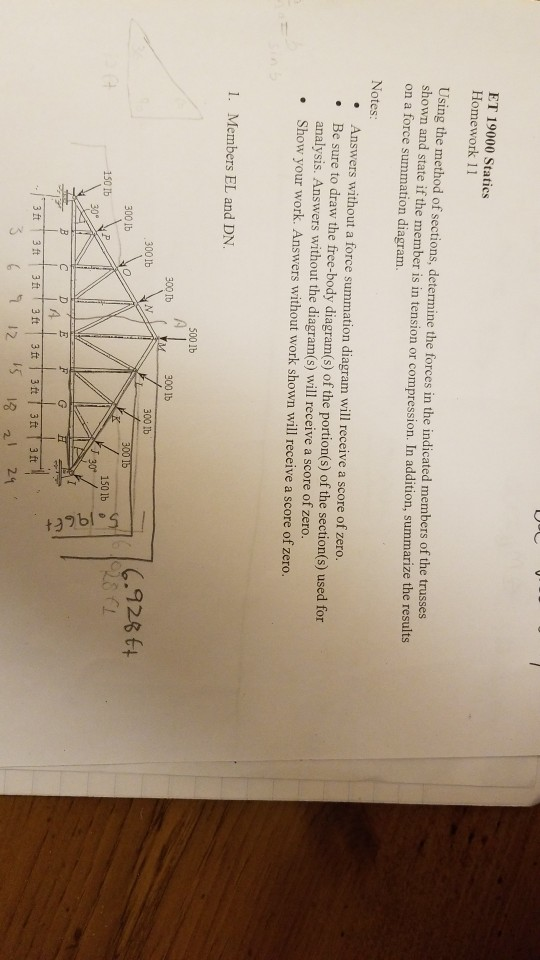 Solved ET 19000 Statics Homework 11 Using the method of | Chegg.com