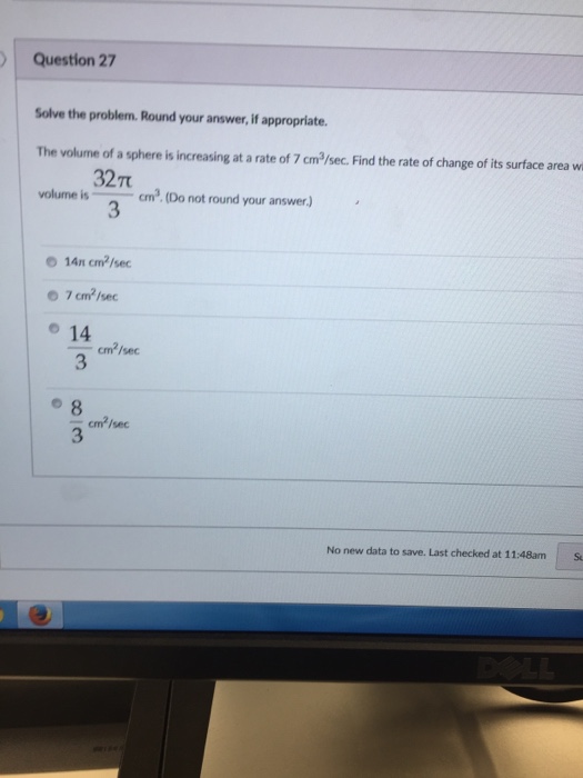 Solved The volume of a sphere is increasing at a rate of 7 | Chegg.com