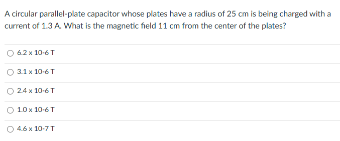 Solved A circular parallel-plate capacitor whose plates have | Chegg.com