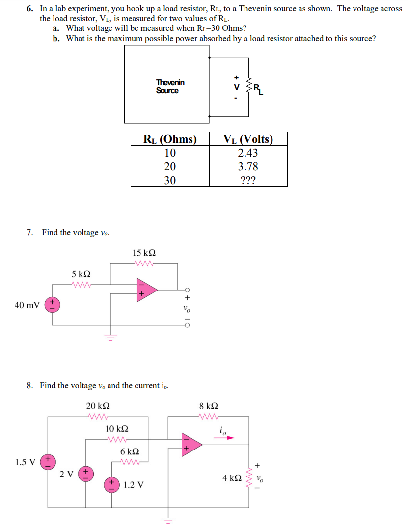 Solved 6. In a lab experiment, you hook up a load resistor, | Chegg.com