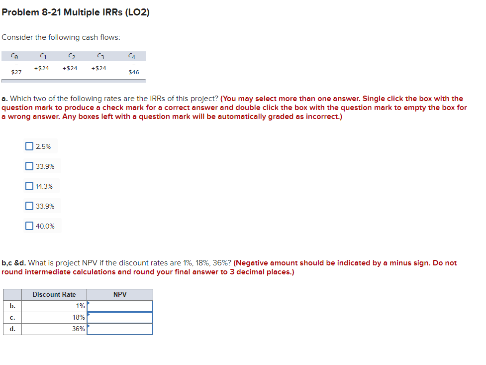 Solved Problem 8-21 Multiple IRRS (LO2) Consider the | Chegg.com