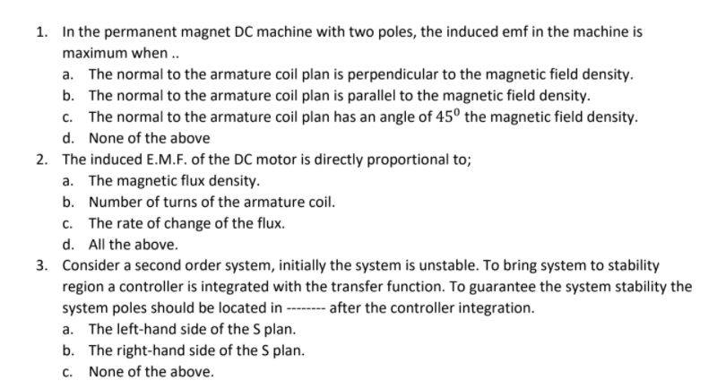 Solved 1. In the permanent magnet DC machine with two poles, | Chegg.com