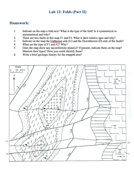 Solved Lab 12: Folds (Part II) Homework: Indicate on the map | Chegg.com