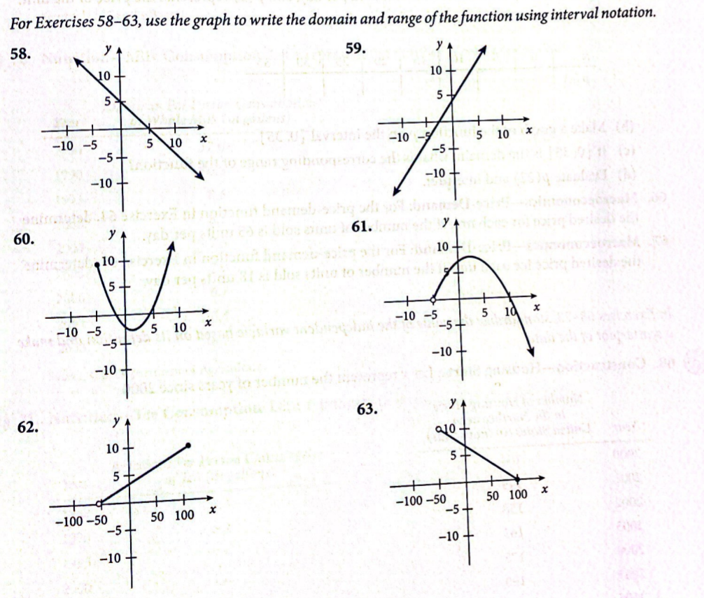 Solved For Exercises 58 63 Use The Graph To Write The 