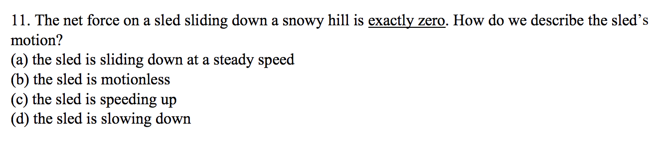 Solved 11. The net force on a sled sliding down a snowy hill | Chegg.com