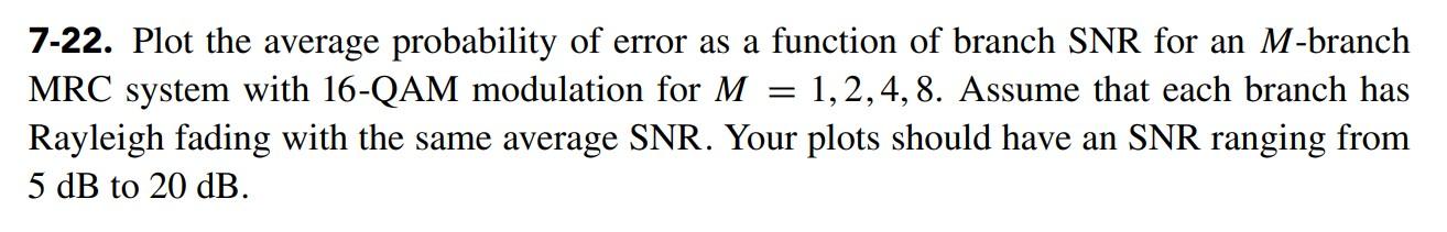 Solved 7-22. Plot the average probability of error as a | Chegg.com
