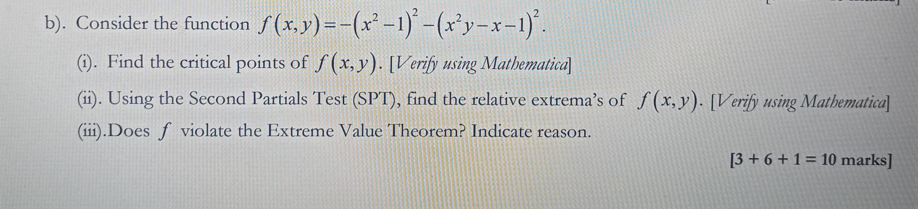 Solved 2 b). Consider the function f(x, | Chegg.com