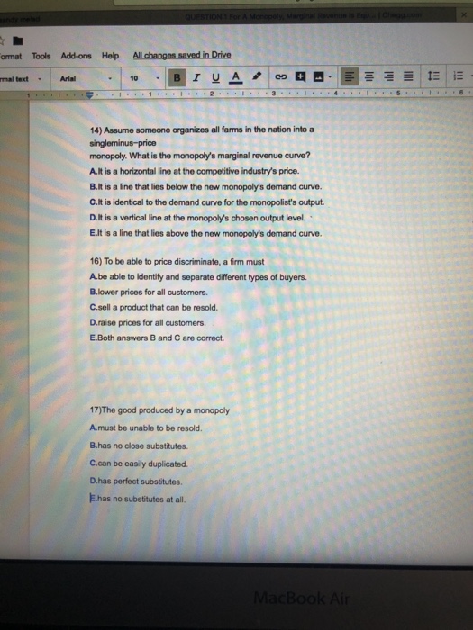 Solved ormat Tools Add-ons Help All changes saved in Drive | Chegg.com