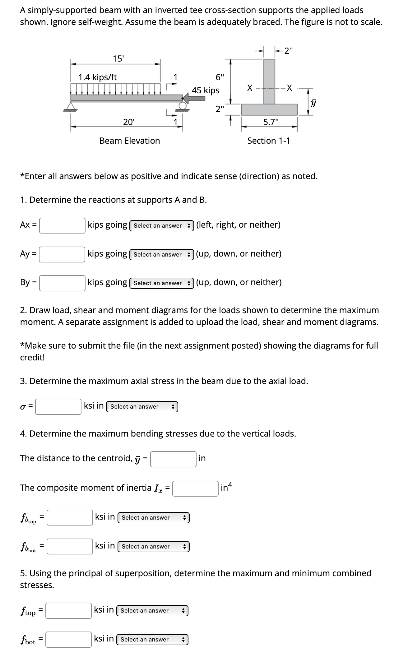 Solved A simply-supported beam with an ﻿inverted tee | Chegg.com