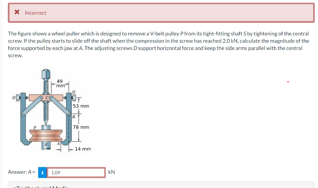 Solved The figure shows a wheel puller which is designed to | Chegg.com