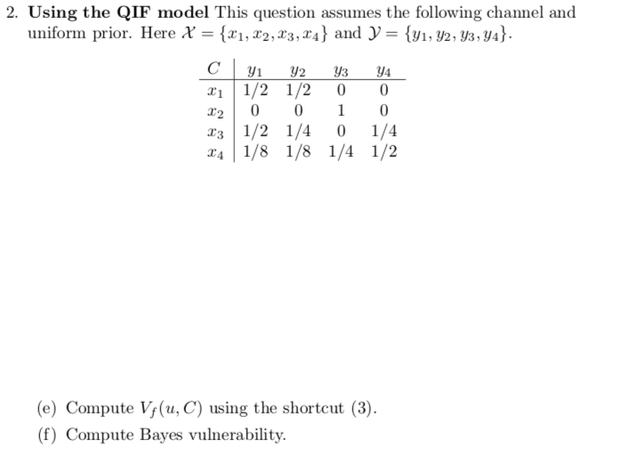 Solved 2. Using the QIF model This question assumes the | Chegg.com