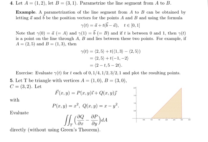 Solved 4. Let A = (1,2), let B = (3,1). Parametrize the line | Chegg.com