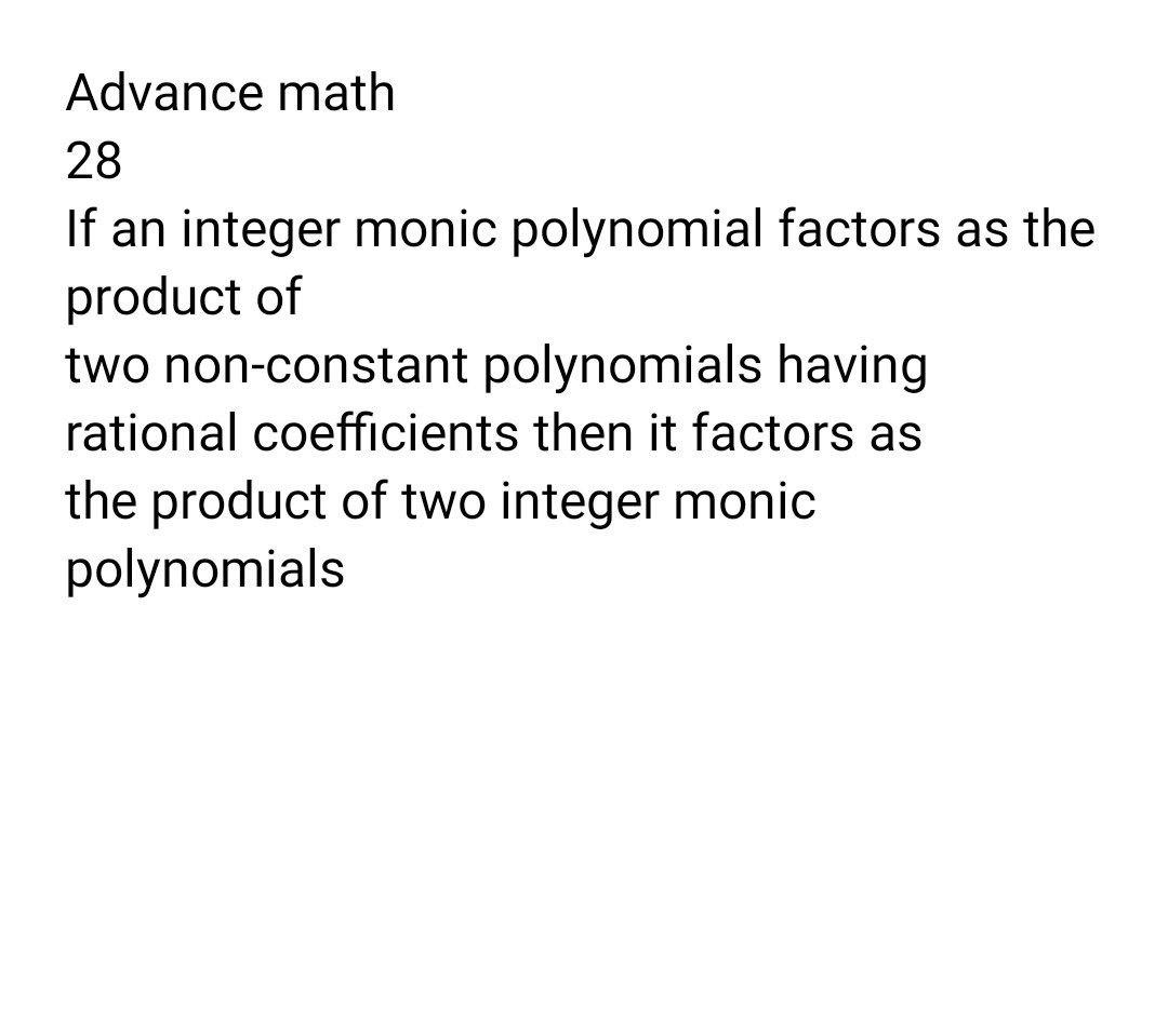 Solved Advance math 28 If an integer monic polynomial | Chegg.com