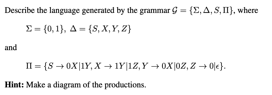 Solved Describe the language generated by the grammar | Chegg.com