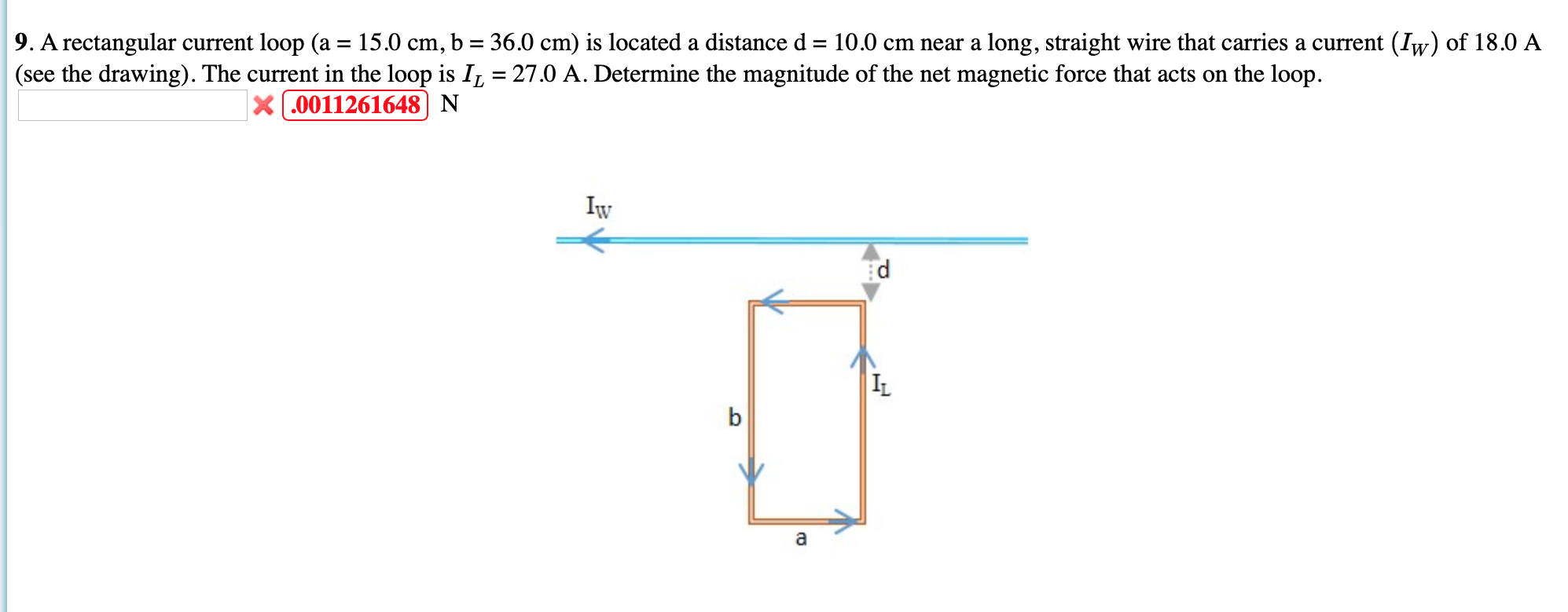 Solved A rectangular current loop (a = 15.0 cm, b = 36.0 cm) | Chegg.com
