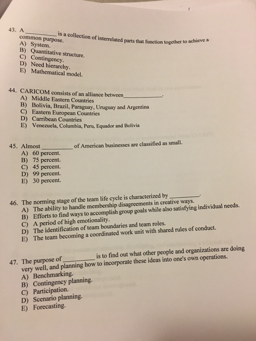 Solved 43. A is a collection of interrelated parts that | Chegg.com