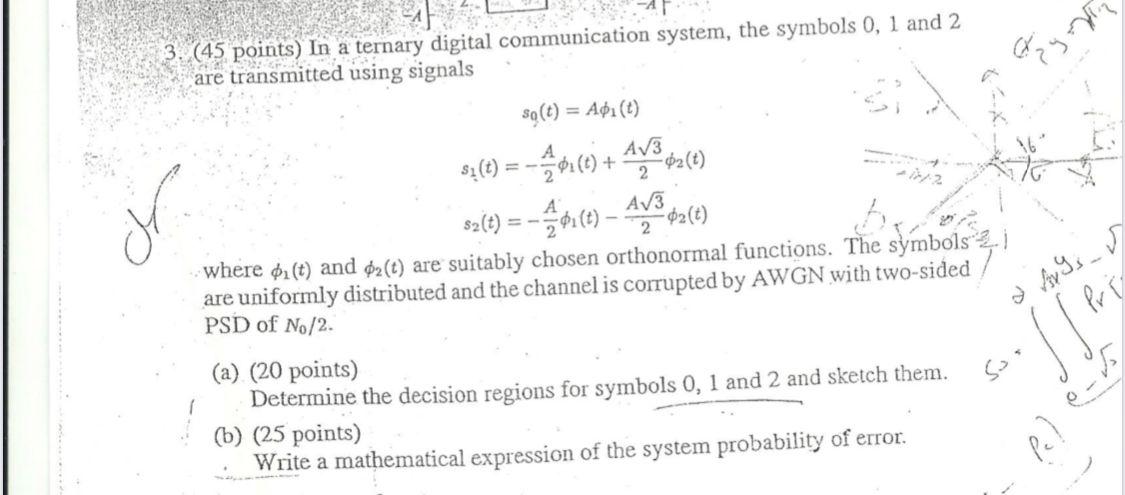 Solved M 3. (45 points) In a ternary digital communication | Chegg.com