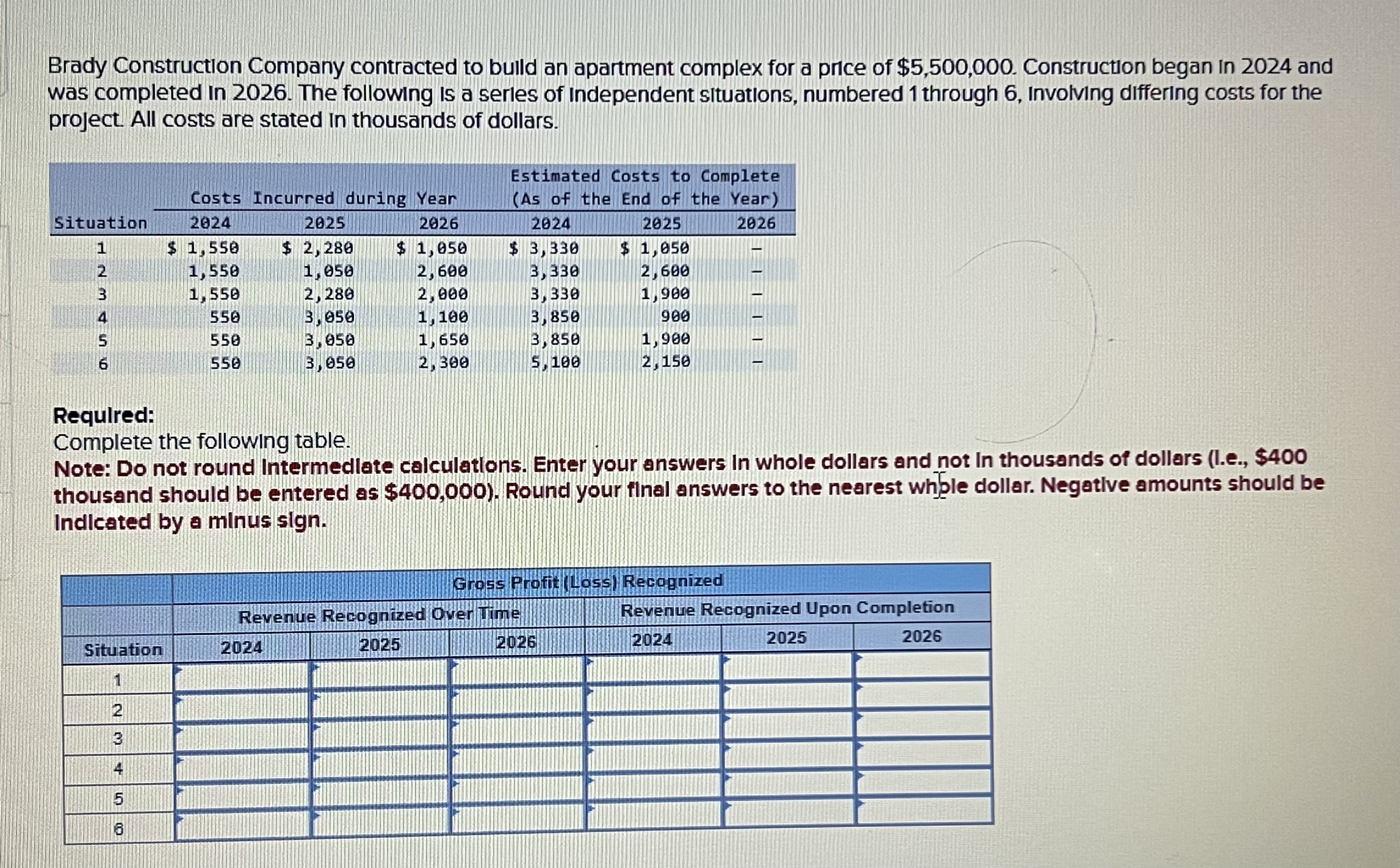 Solved Brady Construction Company contracted to build an | Chegg.com