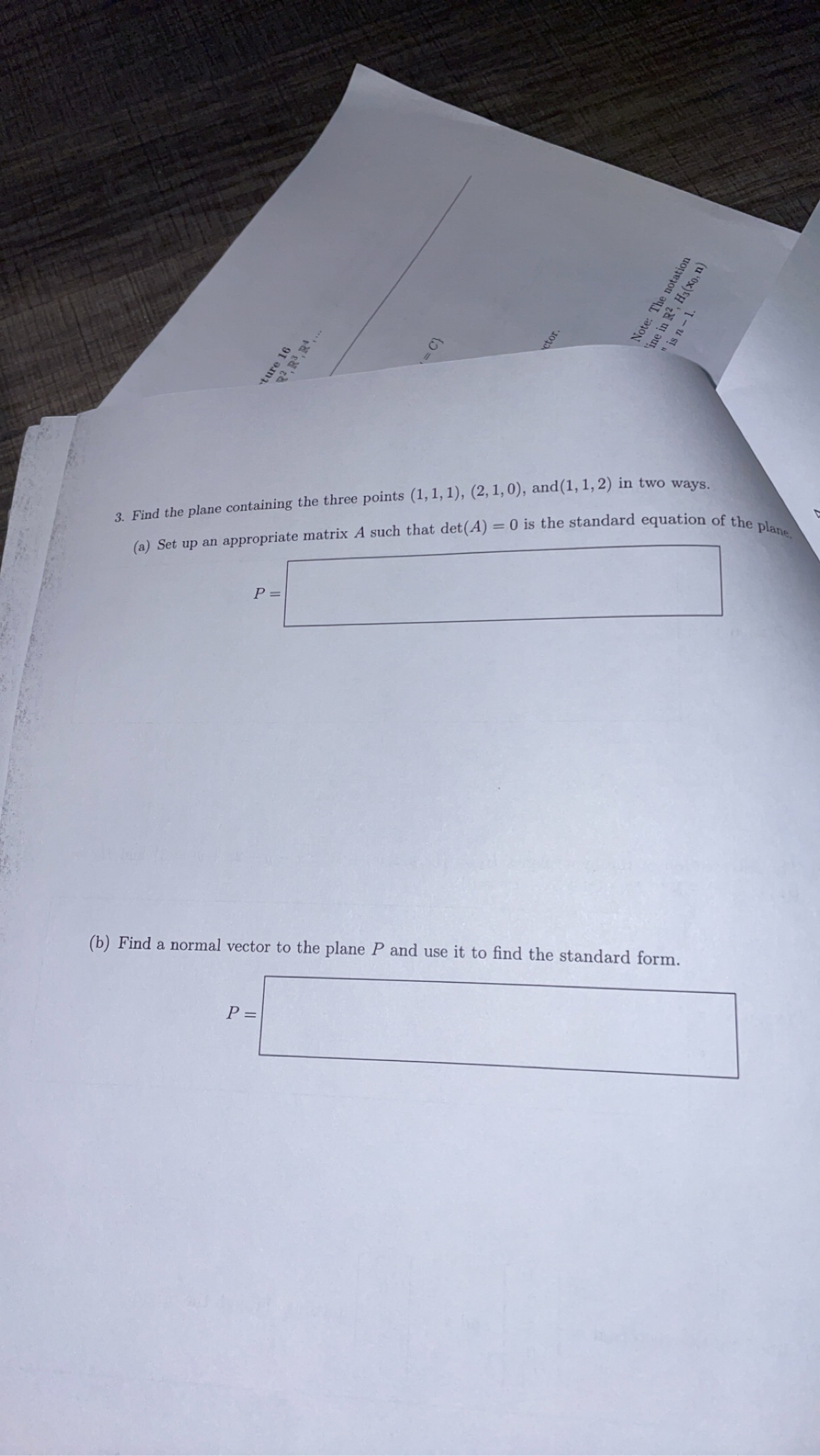 Solved 3. Find the plane containing the three points | Chegg.com