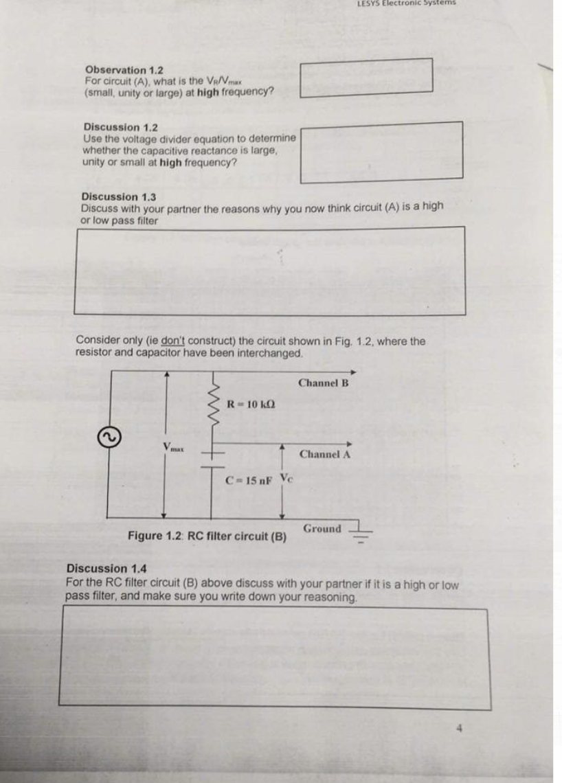 LESYS Electronic Systems Observation 1.2 For | Chegg.com