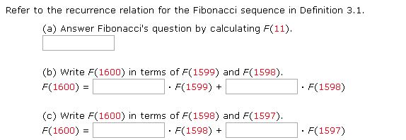 Solved Refer to the recurrence relation for the Fibonacci | Chegg.com