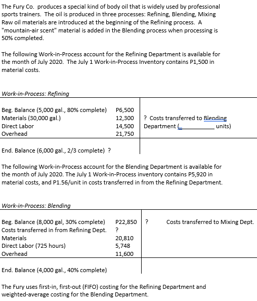 Required: ﻿ Part 1: Refining Department ﻿ (A) | Chegg.com