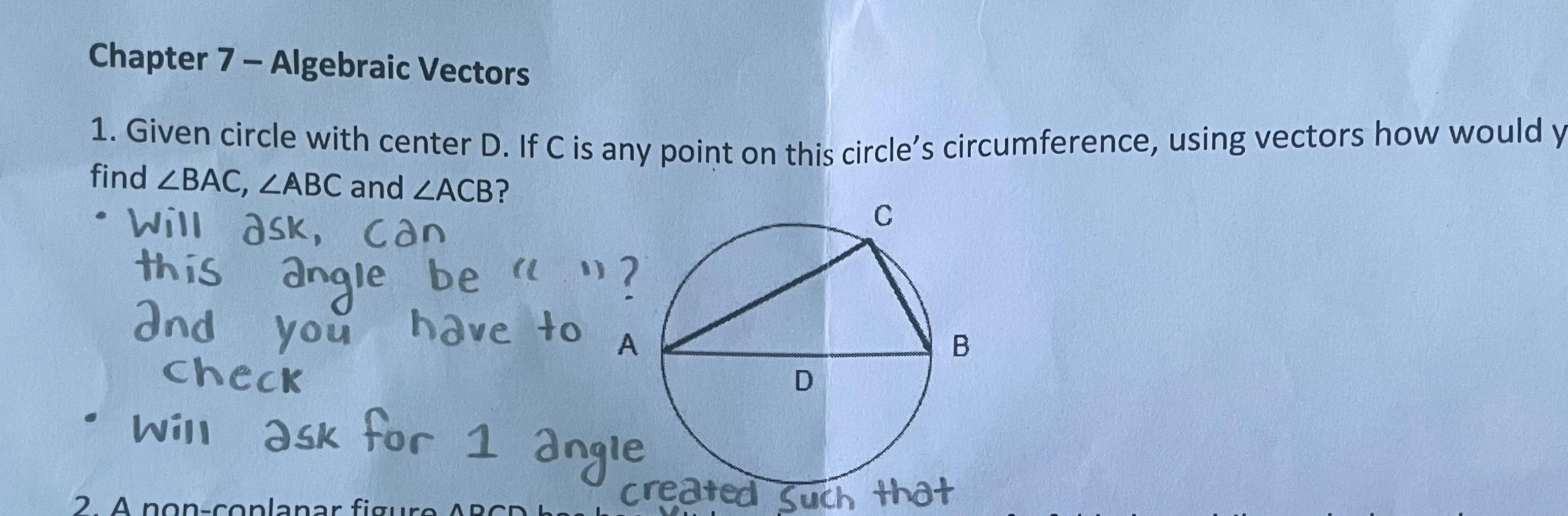 Solved Given circle with center D. If C is any point on this | Chegg.com