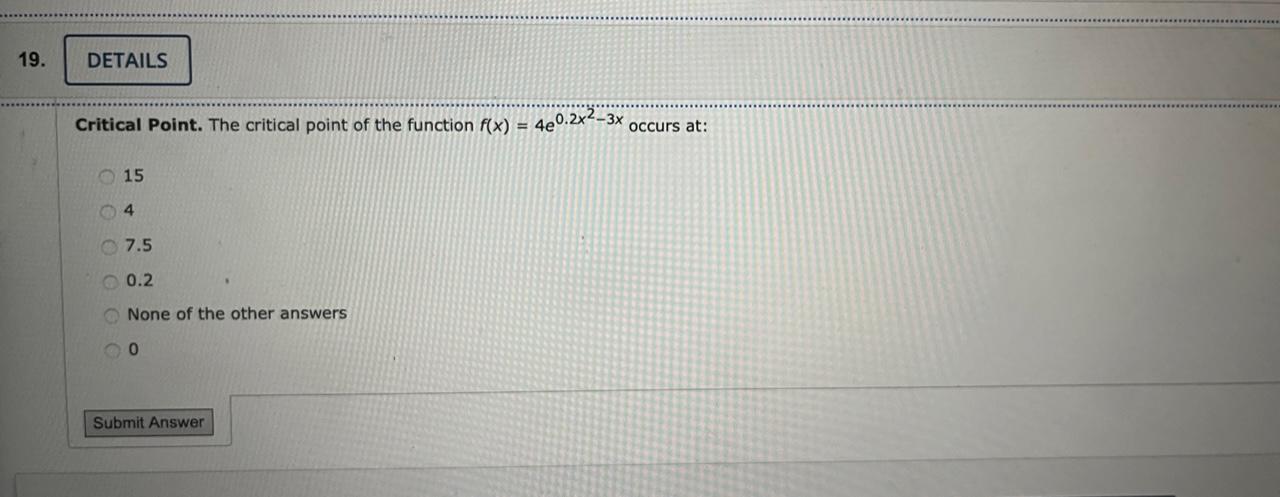 Solved Critical Point. The critical point of the function | Chegg.com