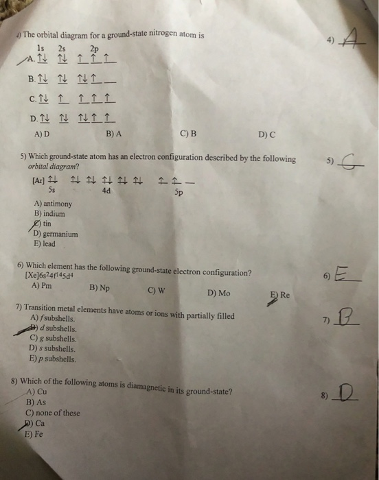Solved: The Orbital Diagram For A Ground-state Nitrogen At... | Chegg.com