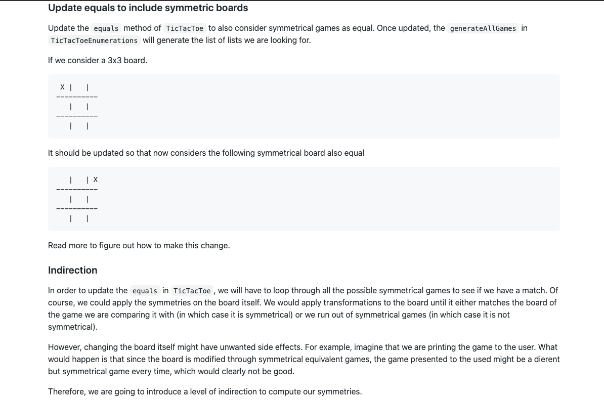 Update equals to include symmetric boards Update the | Chegg.com