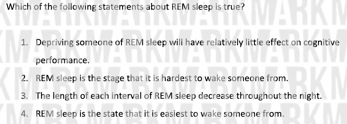 Solved Which of the following statements about REM sleep is | Chegg.com