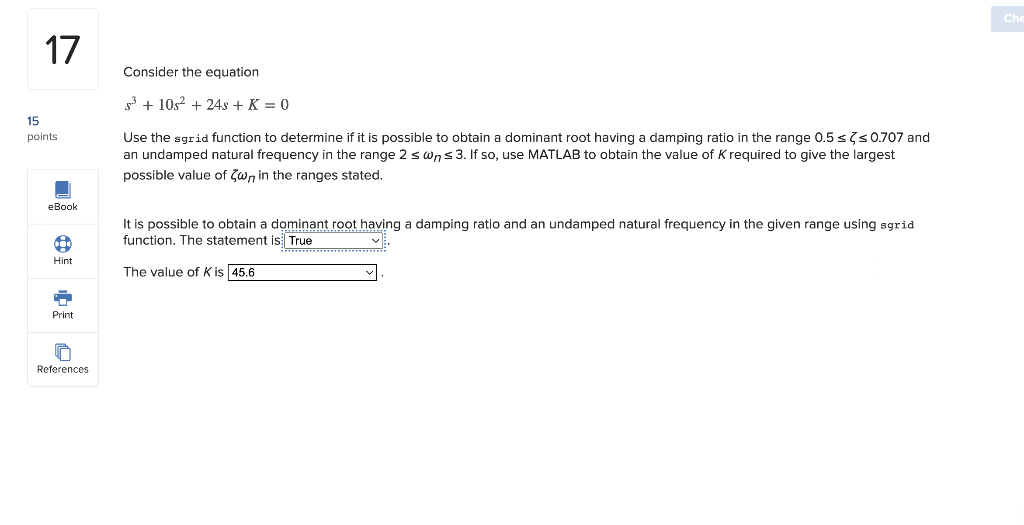 Solved Consider the equation s3+10s2+24s+K=0 Use the sgrid | Chegg.com