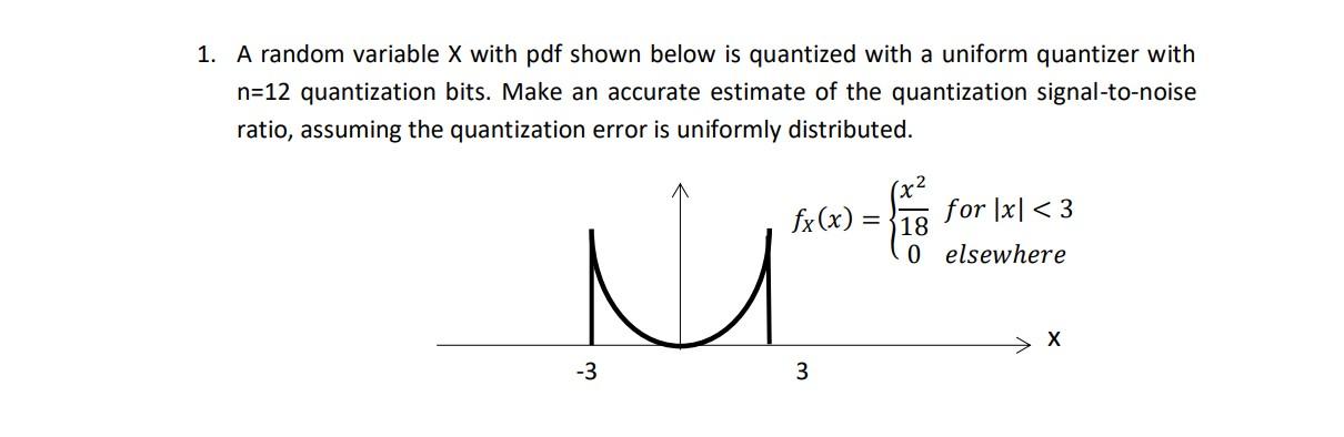 Solved A random variable X with pdf shown below is quantized | Chegg.com