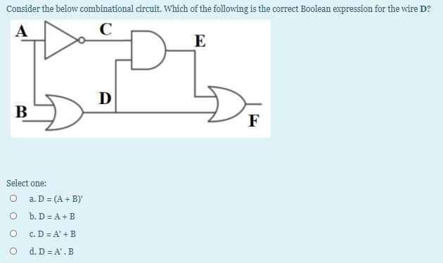 Solved Consider the below combinational circuit. Which of | Chegg.com