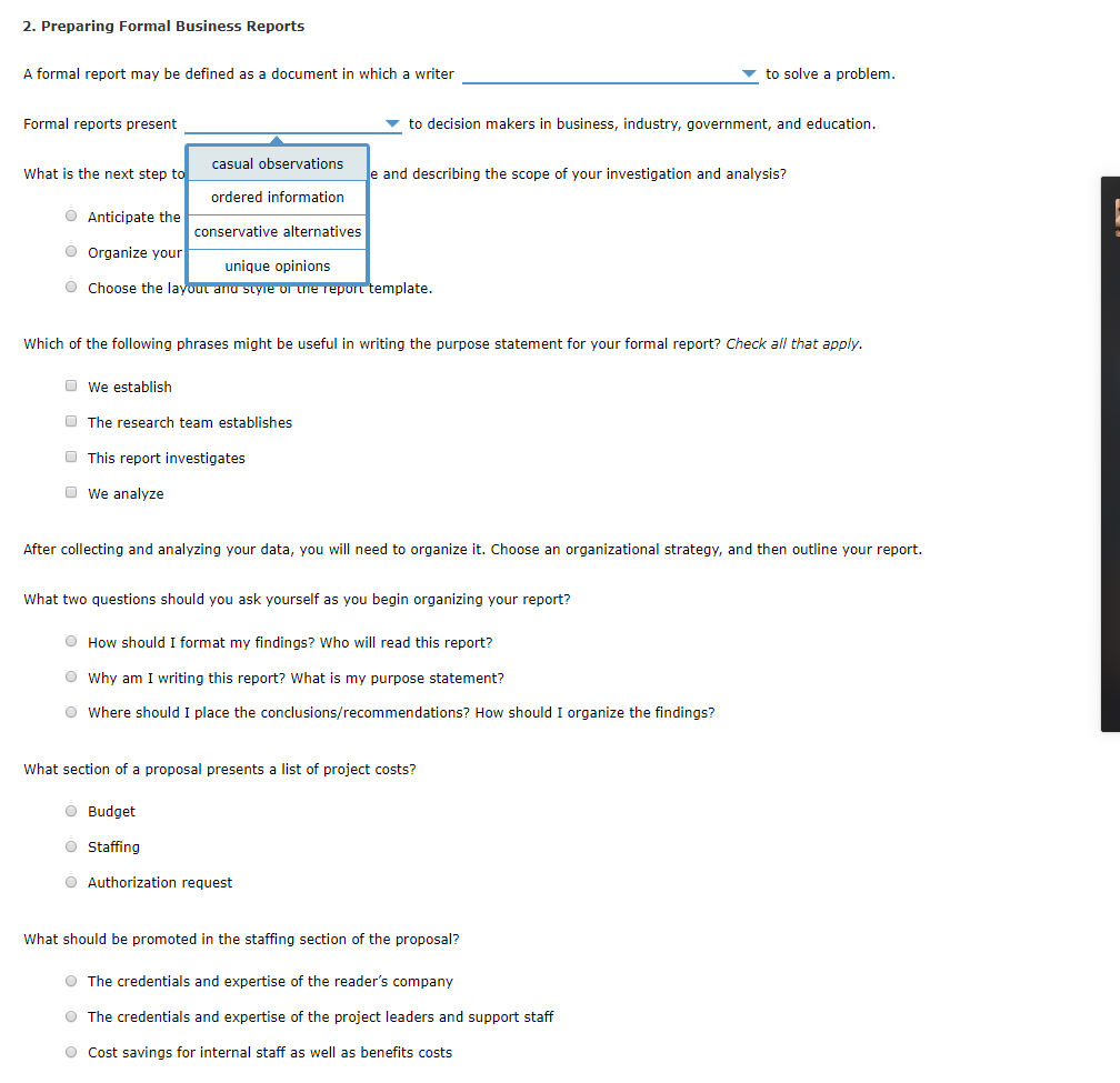 Solved 2 Preparing Formal Business Reports Formal Report Chegg